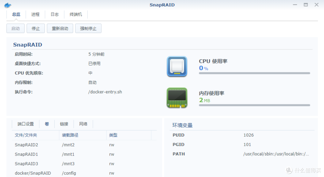 群晖 利用 Docker 运行 SnapRAID 的详细记录_磁盘阵列_什么值得买
