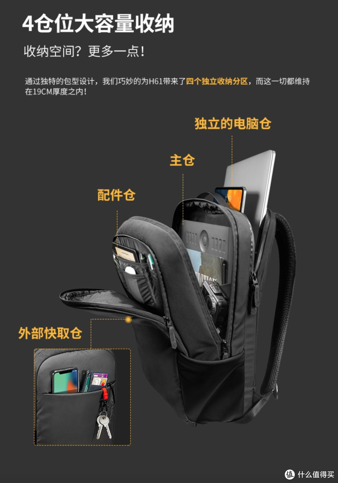 拔草记——tomtoc H61双肩包入手_电脑包_什么值得买