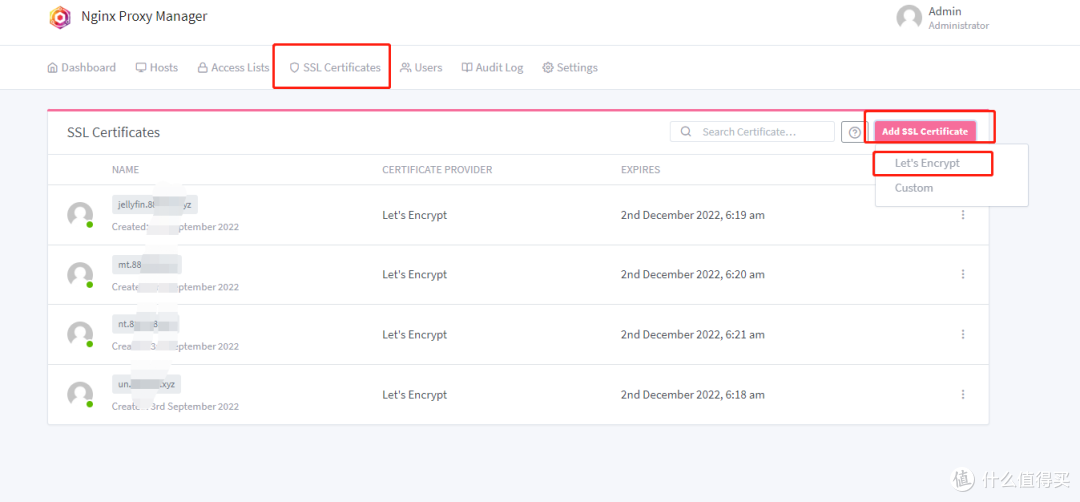 好玩的Docker之“NginxProxyManager”自动申请SSL证书教程_NAS存储_什么值得买
