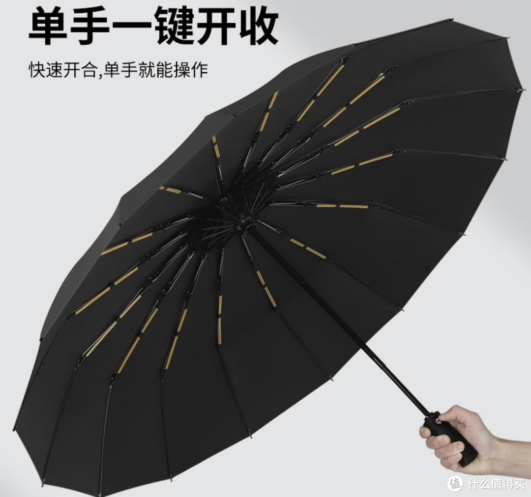 春雨纷飞，折叠伞出行必备！全品屋24骨自动雨伞，安全实用又时尚！_雨伞_什么值得买