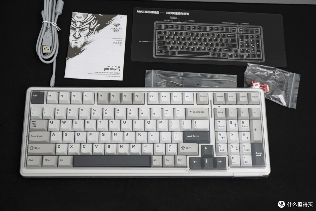 开箱狼蛛F99顶配Fr4沉金开槽版本，附拆解_键盘_什么值得买