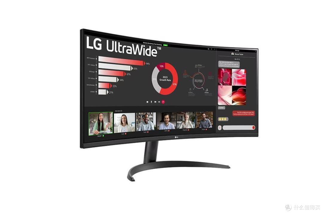 LG 34WR50QC，LG推出的24英寸3440x1440分辨率的曲面办公显示器_显示器_什么值得买