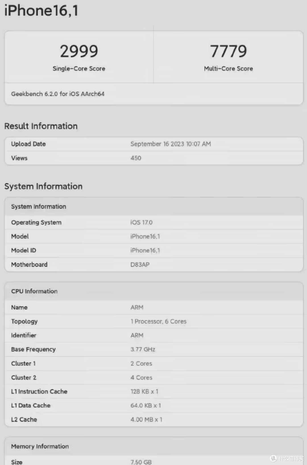 苹果 A17 Pro 最新跑分纪录：单核 2999，多核 7779，GPU性能比前代最多高出 30%_iPhone_什么值得买