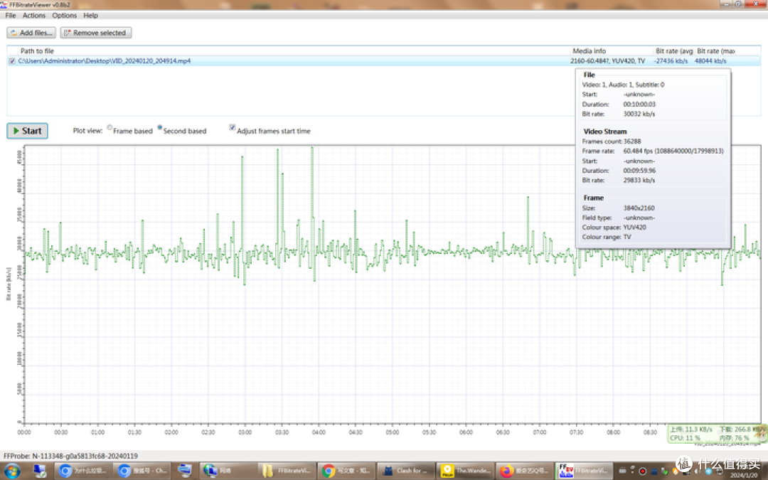 使用FFBitrateViewer一键查看视频码率分布_服务软件_什么值得买