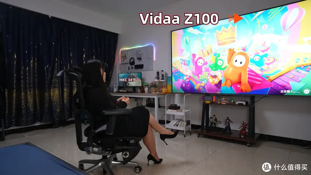 狼和猫的电竞房大改造7.0！100寸大电视Vidda Z100+AOC 49寸带鱼屏！成年人快乐就是全部都要！_电视_什么值得买